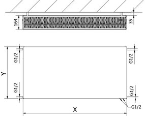 Mexen, Mexen Flat CVF33 panelový radiátor 600 x 1400 mm, spodní připojení, 3081 W, bílý - W633F-060-140-00