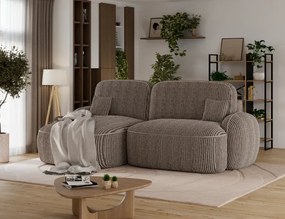 Rohová sedací souprava Tesalia s funkcí spaní a úložným prostorem, světle hnědý velur, levostranná