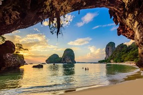 Vícedílný obraz Západ Slunce Na Pláži V Thajsku Nedostatek Nedostatek Přírodní plátno 60x40