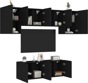 vidaXL 6dílná obývací stěna kompozitní dřevo [3216439] Barva: Černá
