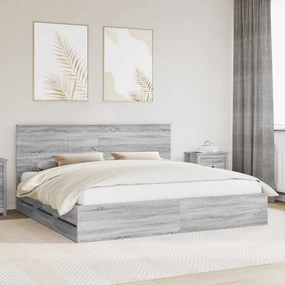 Rám postele s čelo Šedá Sonoma 200 x 200 cm Inženýrské dřevo 3411087