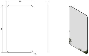 Sapho Sapho, ISHAPE zrcadlo s broušeným okrajem 50x90cm, zaoblené rohy, CU free, AG495