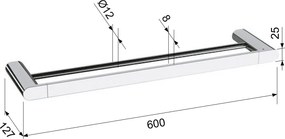 Sapho, FLORI držák ručníků dvojitý 600x127mm, černý, RF011/15