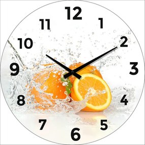 Postershop Nástěnné skleněné hodiny: Pomeranče - 34 cm