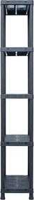 Skladové regály 5 ks černé 125 kg 60 x 30 x 180 cm plastové 276258
