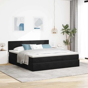 Osmanský rám postele s matrací černá 180x200cm samet 3312568