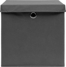 Úložné boxy s víky 4 ks 28 x 28 x 28 cm šedé 325192