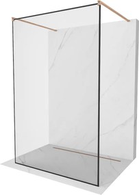Mexen Kioto, sprchová zástěna Walk-In 120 x 200 cm, 8mm sklo černý vzor, ​​měděný matný profil, 800-120-002-65-70