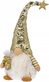 Vánoční dekorace skřítek s flitrovaným kloboukem 48 cm