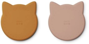 LIEWOOD Dětský silikonový talíř Marty Cat 23 cm Hnědá, růžová barva, oranžová barva, hnědá barva, plast