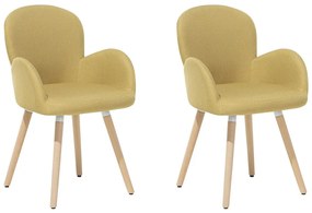 Dvě čalouněné židle v žluté barvě BROOKVILLE Beliani