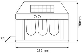 Exteriérové ​​solární nástěnné svítidlo Filo3, 1x transparentní/černé plastové stínítko, pohybový senzor