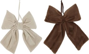 Sada 2ks textilní závěsné mašle Chic – béžová & mocca - 22*26/ 28*36 cm