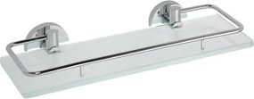 Sapho Sapho, X-ROUND E polička skleněná s výklopnou hrazdou 300x130mm, mléčné sklo, chrom, XR607