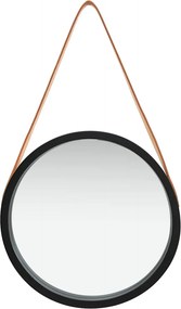 Nástěnné zrcadlo s popruhem 40 cm černé 320363