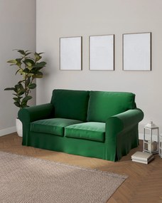 Potah na pohovku IKEA Ektorp 2-místná rozkládací NOVÝ MODEL 2012 barva zelená látka lesklé, sametová