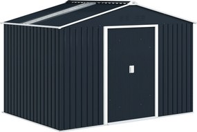 Skl storage shed Outsunny 4,9 m², zahradní kůlna s pultovou střechou, posuvné dveře, základna, 277 x 195 x 192 cm, kůlna na nářadí z pozinkované oceli