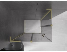 Mexen Velar L Duo, sprchový kout s posuvnými dveřmi 90 x 80 cm, 8mm šedé sklo, zlatá matná, 871-090-080-02-43-55