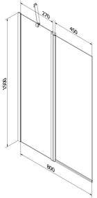 Mexen Flip vanová zástěna 1 křídlo 80 x 150 cm, Vzor jinovatky, Černá - 894-080-101-70-30