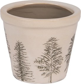 Béžový obal na květináč se stromky Natural Pine Trees XS - Ø 8*7 cm