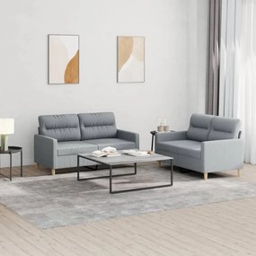 2dílná sedací souprava s poduškami světle šedá textil 3201568