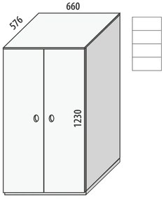 Skříň 2-dvířková Domestav D503 Materiál: Smrk, Povrchová úprava: Barevné lakování