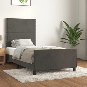 Rám postele bez matrace tmavě šedý 90 x 200 cm samet 3125673