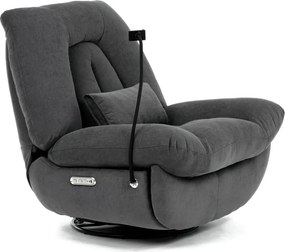 Polohovací křeslo TV-7081 GREY2, elektrické zabudované ovládání, látka, šedá (118 x 112) cm