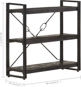 Knihovna se 3 policemi 90 x 30 x 80 cm masivní mangovník 320627