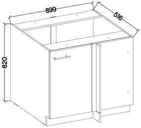 STILO bb | dolní skříňka 105ND 1F rohová s policí | 105x60 cm | bílá/bílá mat | UNI dvířka