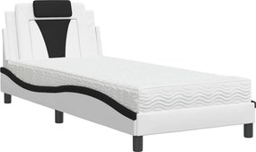 Postel Viana s matrací bílá a černá 90 x 190 cm umělá kůže 3208767