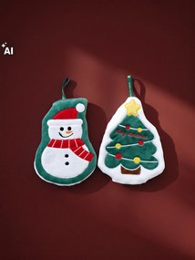 Sinsay - Sada vánočních ručníků ve tvaru vánočního stromku a sněhuláka 2 pack - zelená