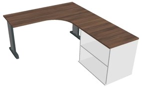 Sestava stolu a skříně levá 160 cm - Hobis Flex FE 60 H L Dekor stolové desky: ořech, Barva nohou: černá