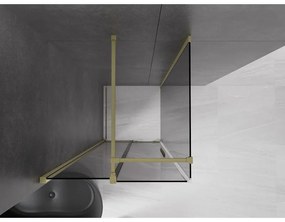Mexen Velar, sprchový kout s posuvnými dveřmi 100 x 100 cm, 8mm šedé sklo, zlatá matná, 871-100-100-41-55