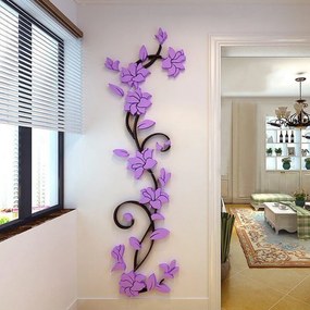 3D samolepka na zeď s motivem popínavé květiny