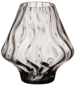 Skleněná váza Optic zvlněná černá 17 cm