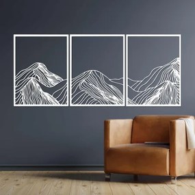 Třídílný dřevěný obraz Hory, Moderní 3D dekorace na zeď | SENTOP HDF0478