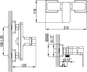 Aqualine Factor FC411 sprchová baterie nástěnná 150 mm páková
