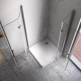 BPS-koupelny Obdélníkový sprchový kout HYD-OK12A 90x80 chrom/transparent + vanička HYD-OSV-ST03E černá