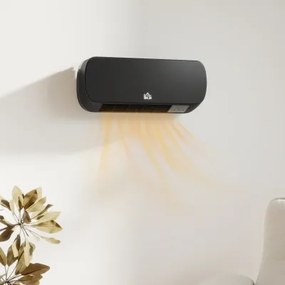 HOMCOM Topný ventilátor na stěnu 2000W s dálkovým ovládáním, 2 topné režimy, LED displej, 12hodinový časovač pro koupelnu 820-254V90BK