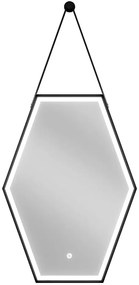 Mexen Orla, LED koupelnové zrcadlo s podsvícením a černým rámem 50x70 cm, 6000K, ochrana proti zamlžování, 9815-050-070-611-70