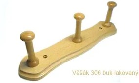 Dřevěný věšák 306 - tříkolíkový Varianta: Věšák 306 buk lakovaný