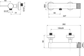Sapho Sapho, ULTRASAN nástěnná sprchová baterie, černá mat/chrom, UT011VBC