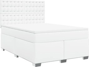 Box spring postel s matrací bílá 160x200 cm umělá kůže 3293029