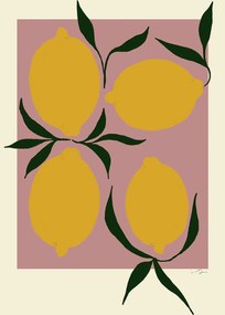 THE POSTER CLUB Autorský plakát Pink Lemon by Anna Mörner 30 x 40 cm, růžová barva, žlutá barva, papír