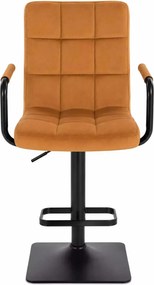 LuxuryForm DESIGN Barová židle VERONA BLACK VELUR na černé hranaté podstavě - medová
