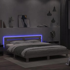 Rám postele s čelem a LED osvětlením šedý sonoma 200 x 200 cm 3207523