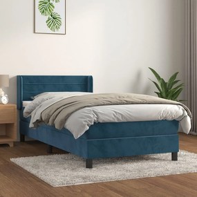 Box spring postel s matrací tmavě modrá 90x190 cm samet 3130995