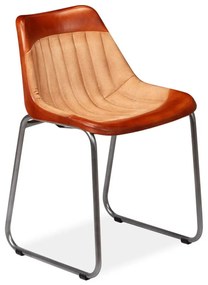 Petromila Jídelní židle 2 ks hnědé a béžové pravá kůže a plátno