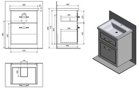 Sapho, FAVOLO umyvadlová skříňka 57x72,5x44,6 cm, bílá mat